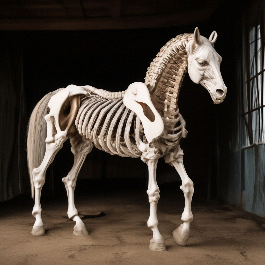 "The skeleton horse" — image created in Shedevrum