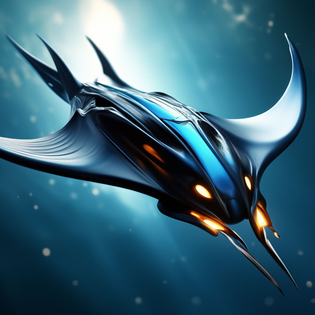 "The alien manta ray lives in the depths of space. It has a wide and ...