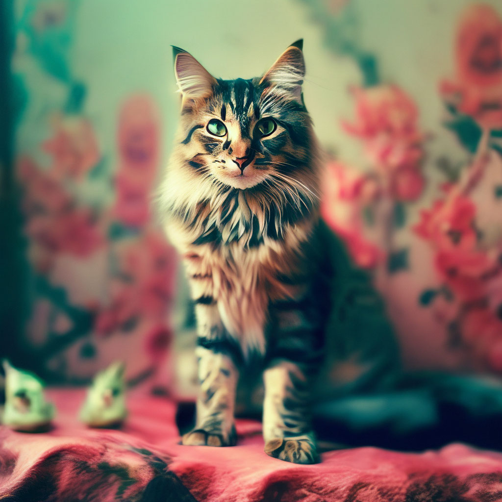 "Fantasy photo of a cat, in the style of Aliza Razel, muted colors ...