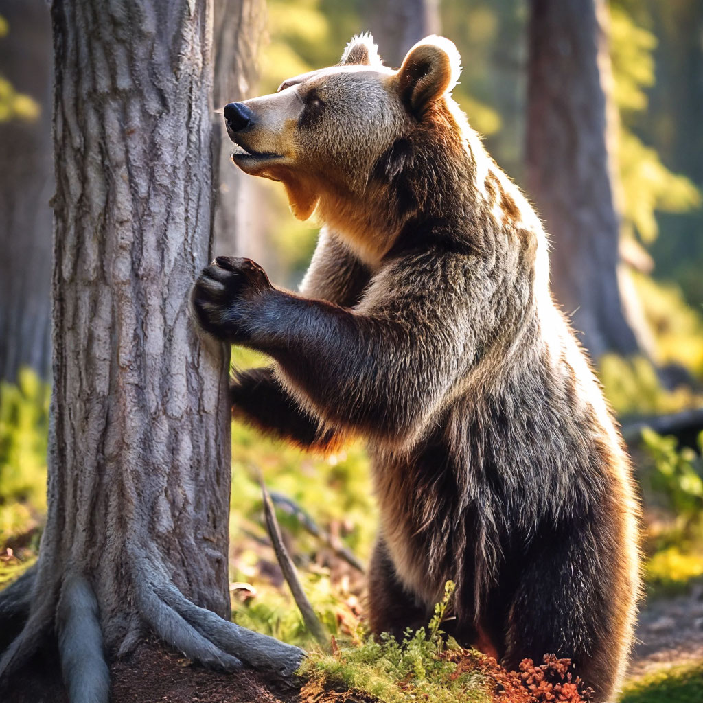 "The bear is scratching against a tree Professional photography, botany ...