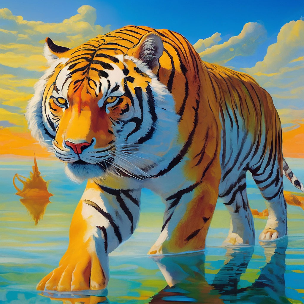 "The Ussuri tiger in the style of Salvador Dali" — image created in ...