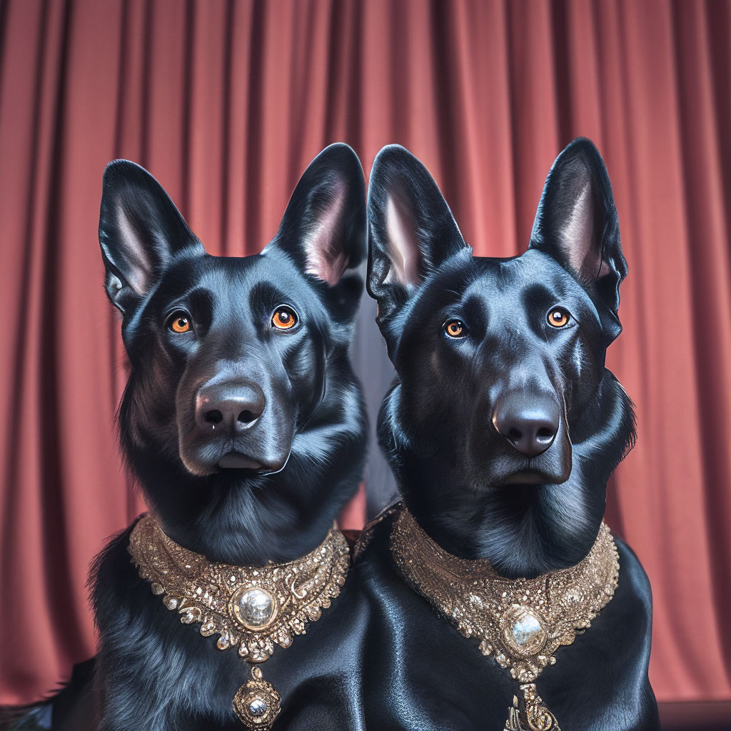 "Two black German shepherds, fashion diva, vogue magazine cover ...