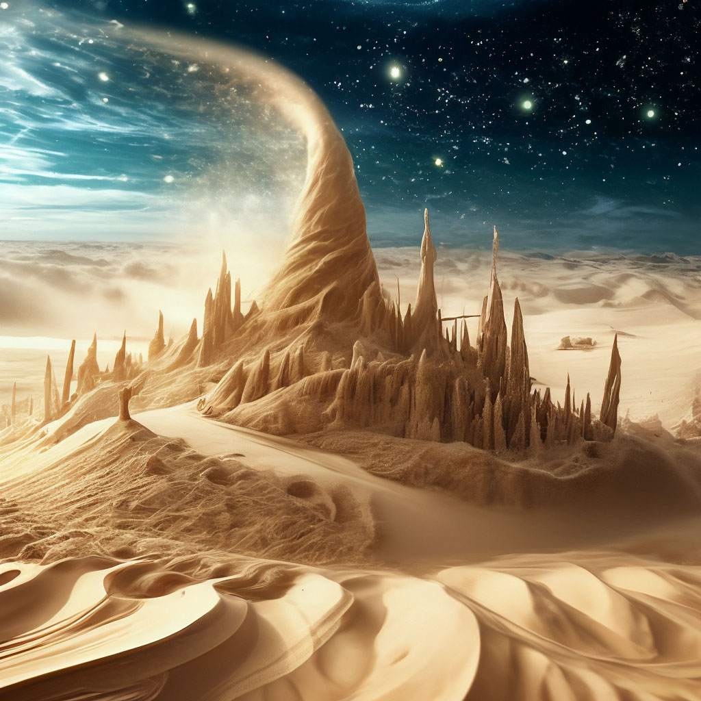 "Sand fantasy in a whirlwind of sand dance, tornado, sand city, sand ...