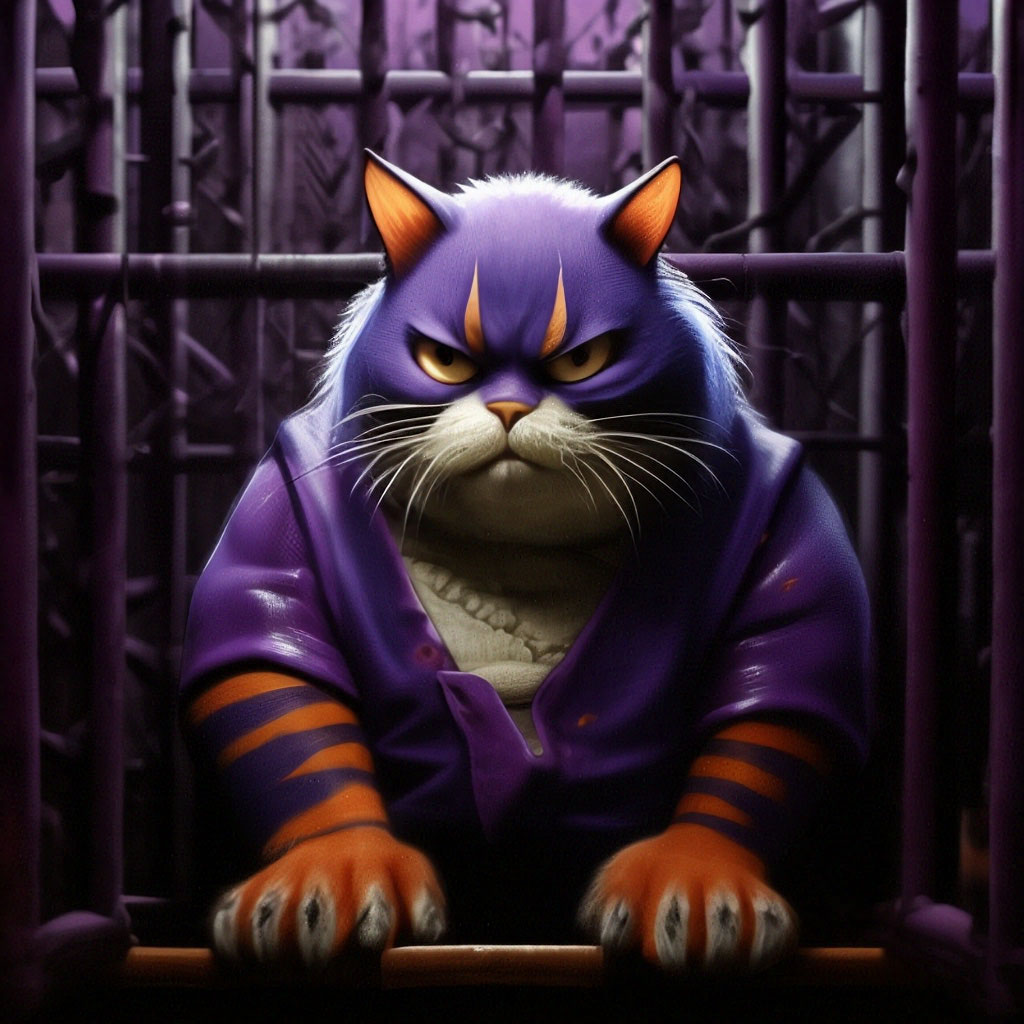 "Big the cat in the cage" — image created in Shedevrum