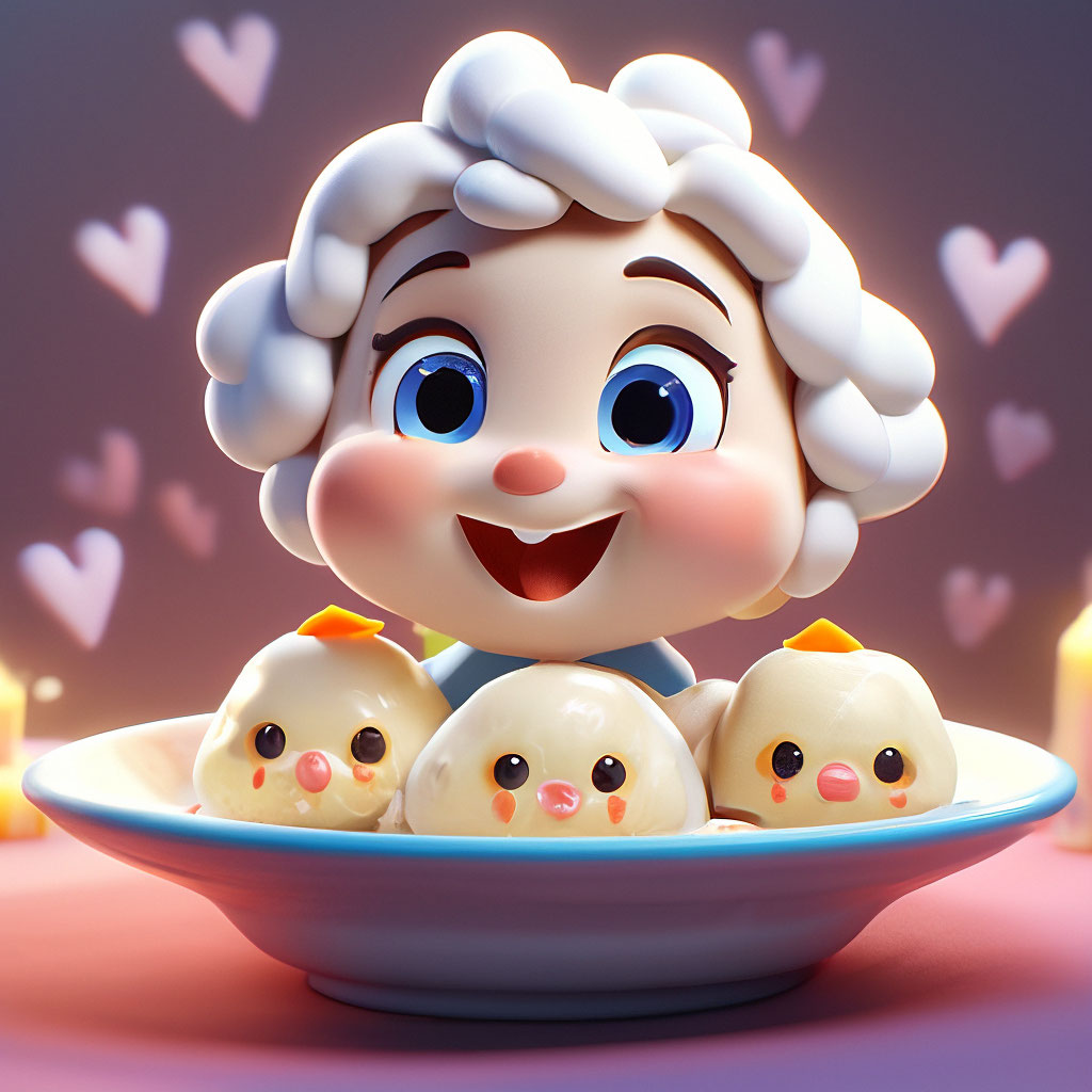 "Cute cartoon charming dumpling dumpling with eyes, smiling sweetly ...