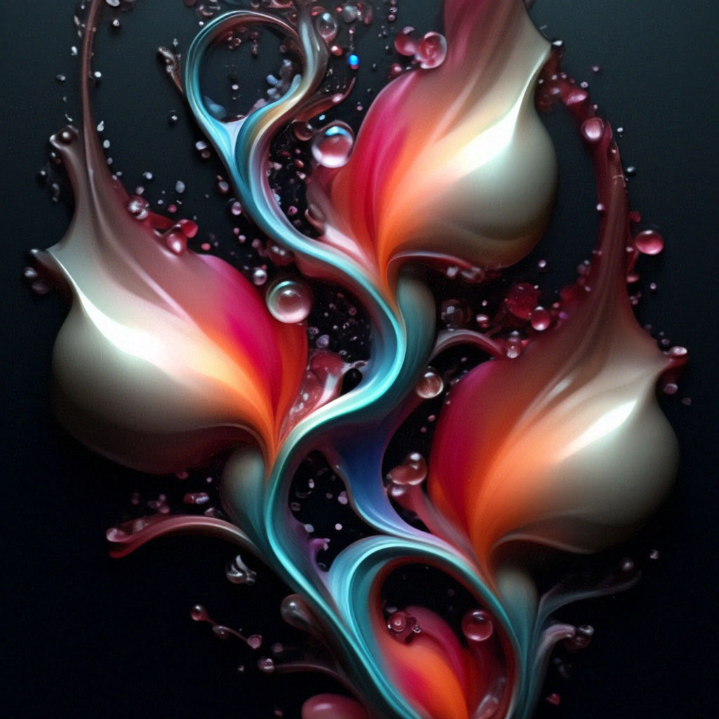 "Color melting sculpture, number 8, buds flowers, march, fractal 1/32 ...
