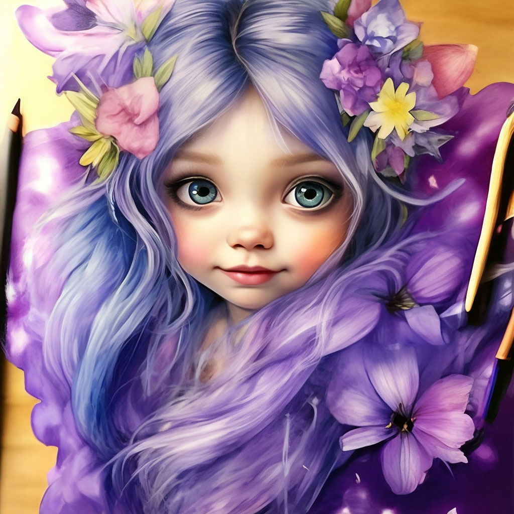 "Photorealism fantasy watercolor colored pencils ink pen cute funny ...