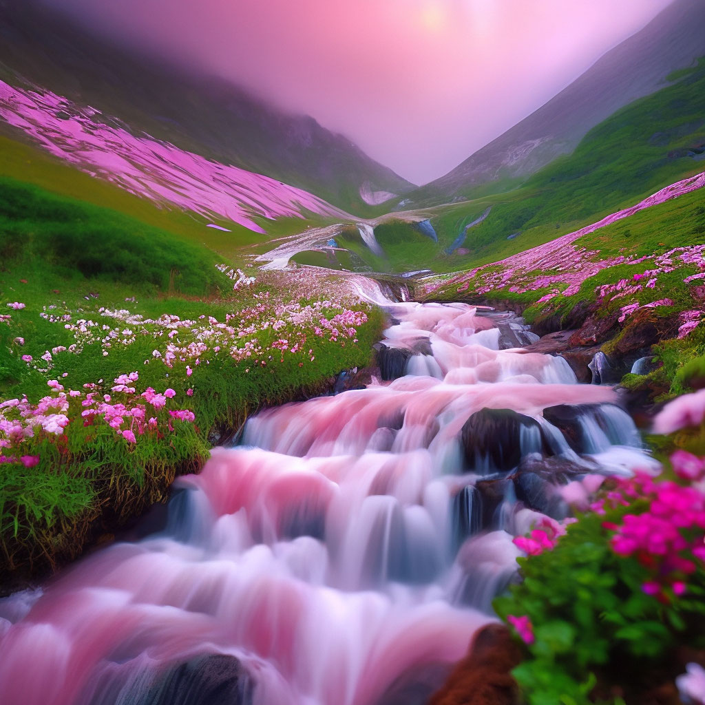 "Warm rain, big stream coming down …" — image created in Shedevrum