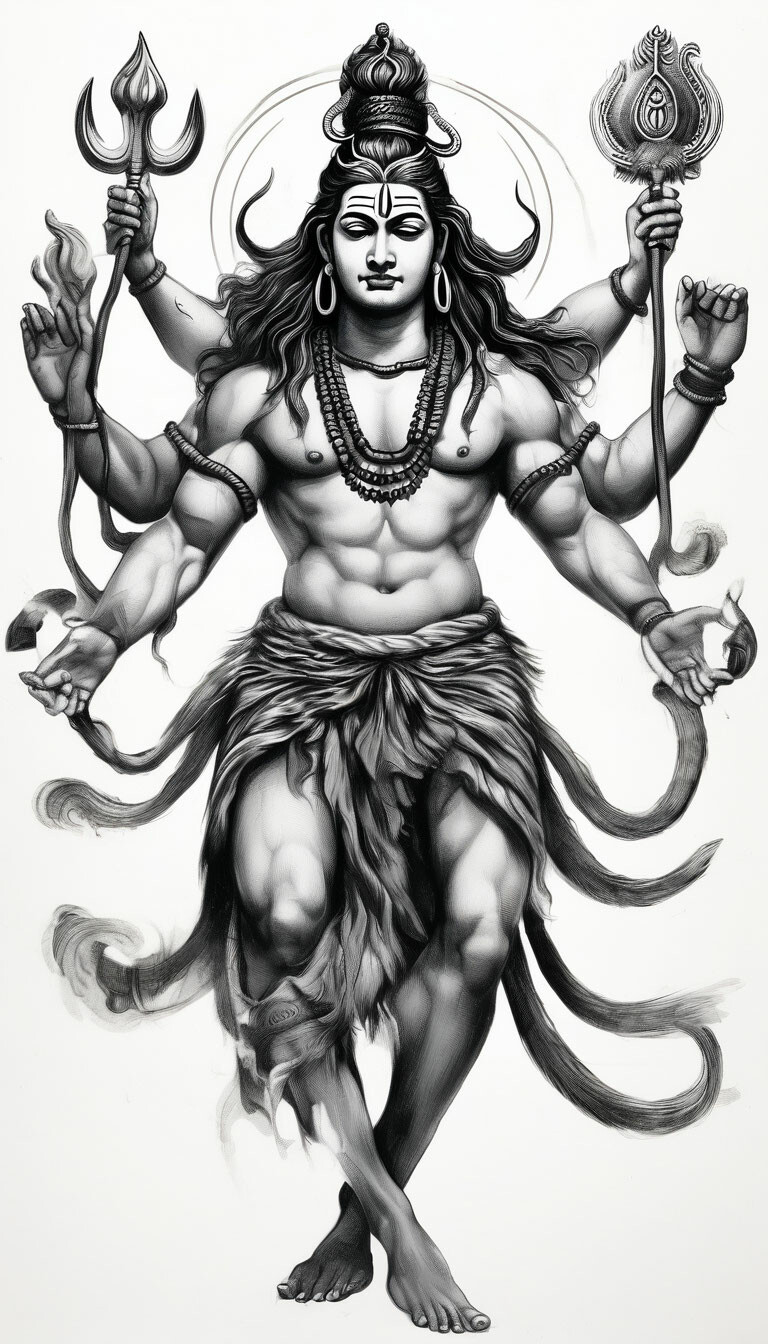 "Shiva is multi-armed, drawing" — image created in Shedevrum