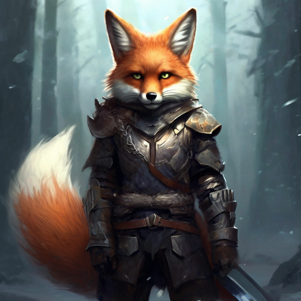 "A fox with a saber body" — image created in Shedevrum
