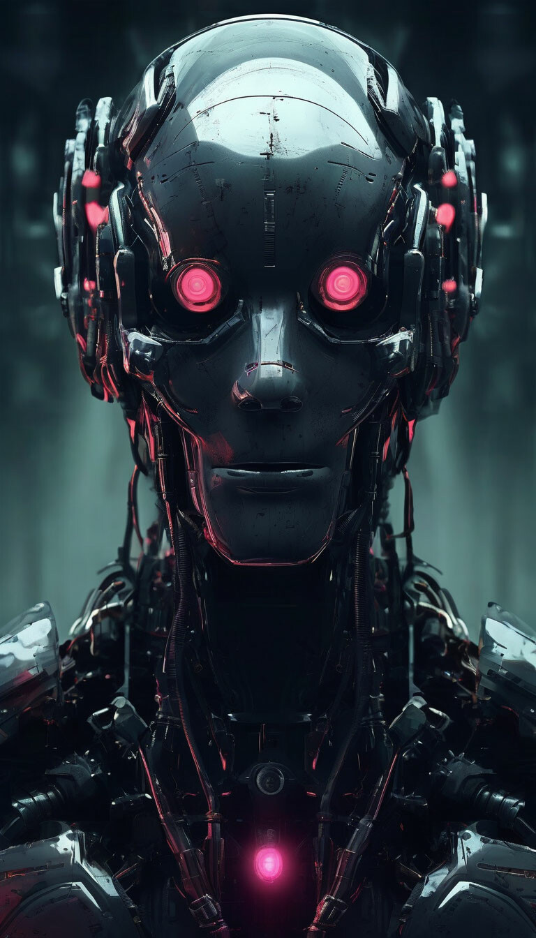 "Dark robots Digital collage artist, realistic, full HD, movie effect ...