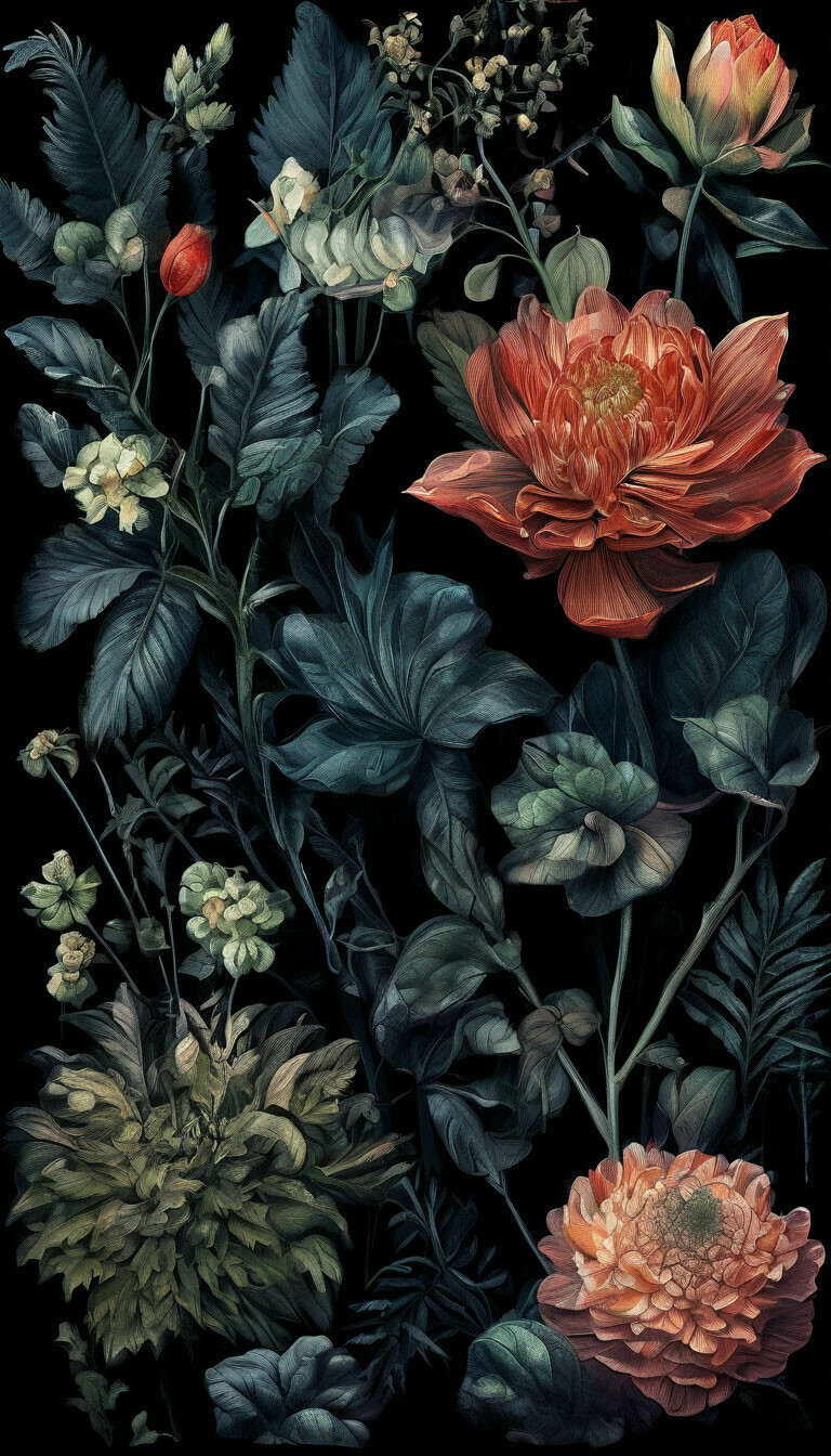 "Dark botanical" — image created in Shedevrum