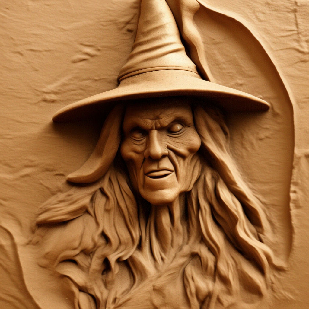 "Sand witch, a contour made of sand" — image created in Shedevrum