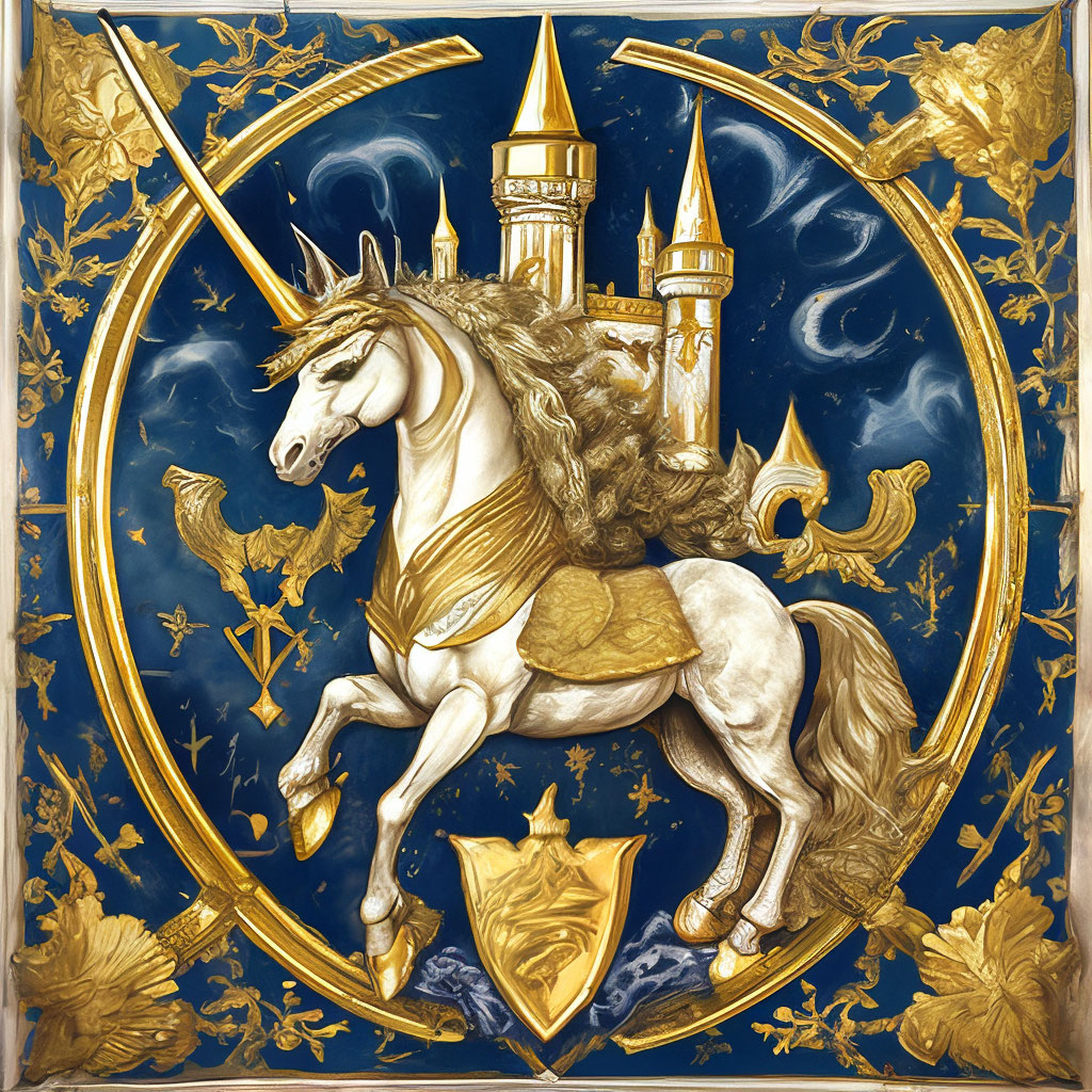"Fabulous... vacation... magical night Castle, heraldic shield on a ...