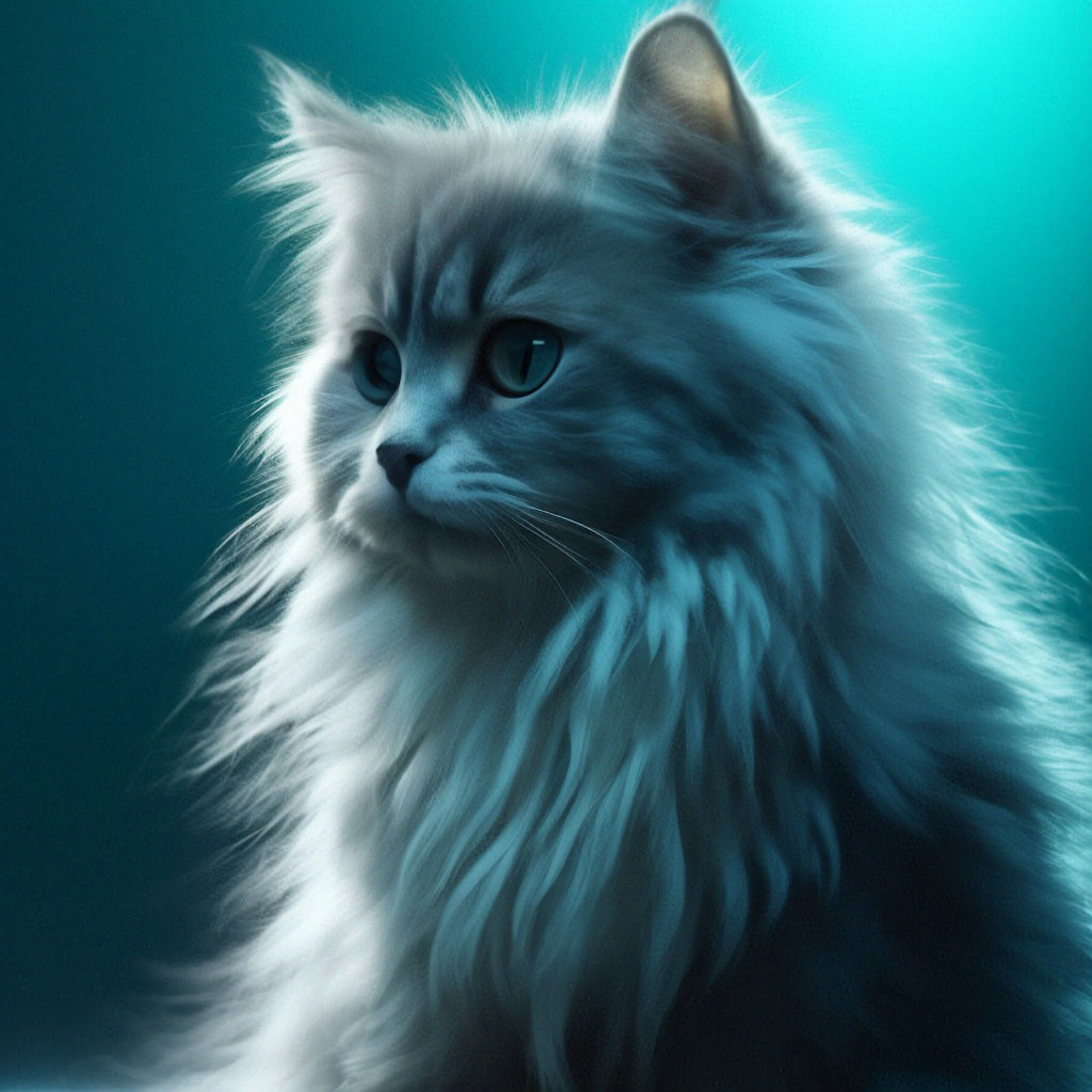 "🐱🐈 cute fluffy ghost cat in the fog, mist-colored wool melts in the ...
