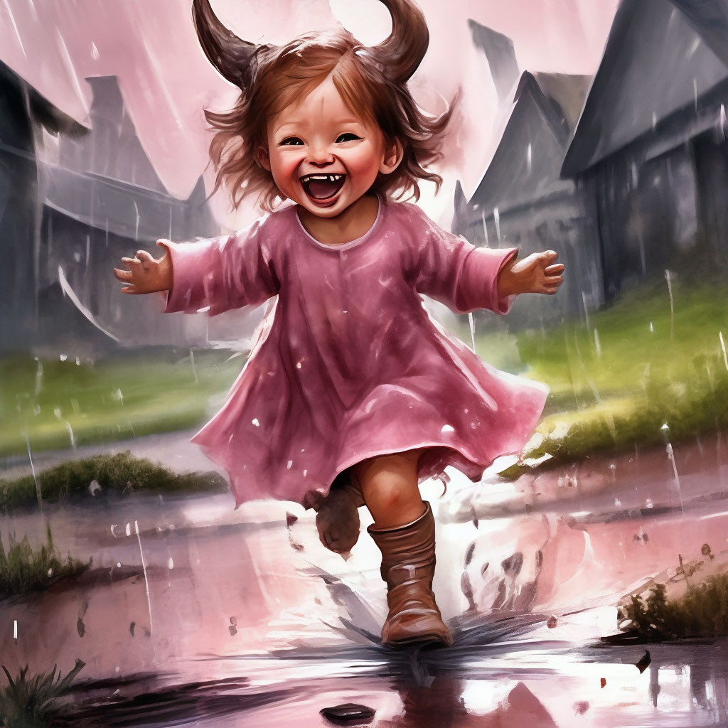 "🖤 an illustration for a children's book. A two-year-old demon girl in ...