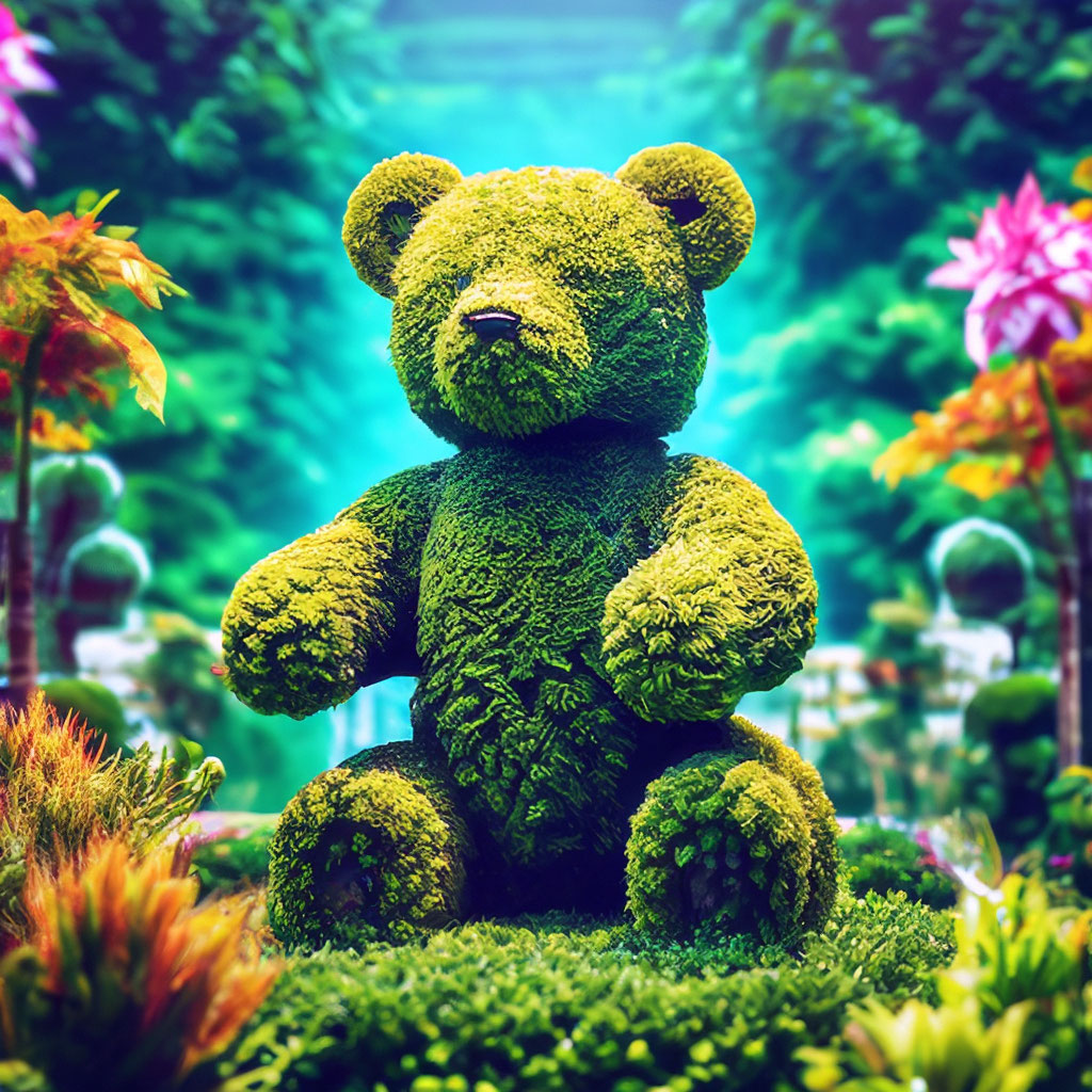"Super ultra HD botanical garden topiary, frontal composition, gradient ...
