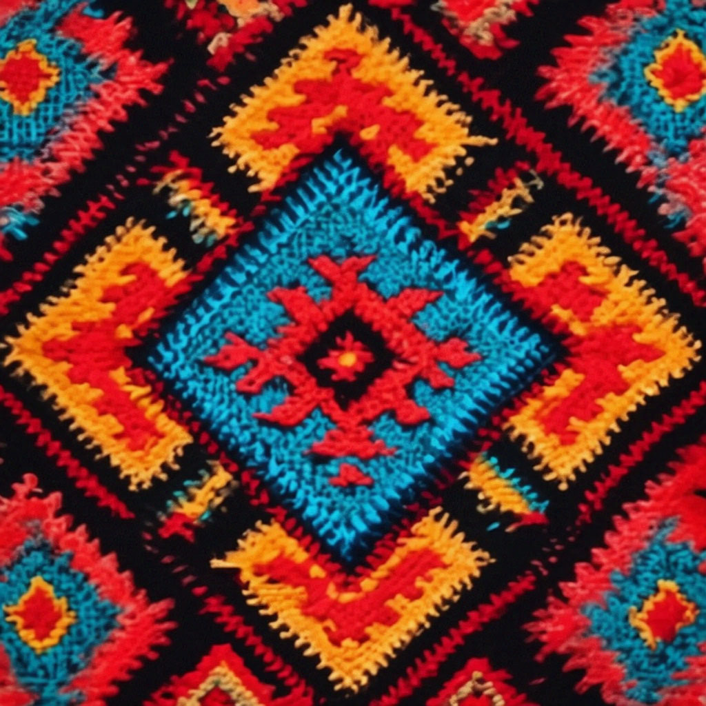 "Drawing on woolen fabric in Caucasian style, aesthetically pleasing ...
