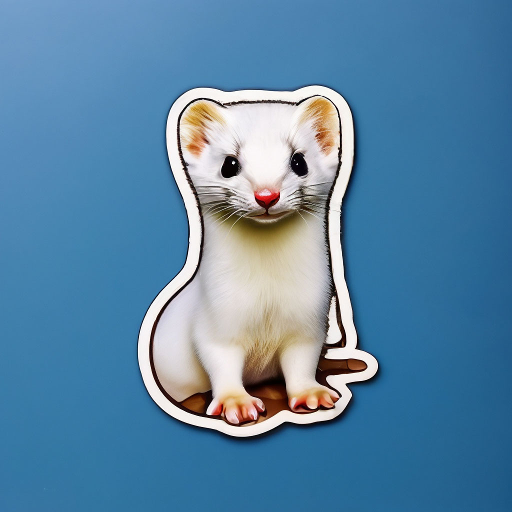 "Sticker sticker, in the form of a cute weasel, a white weasel, sticker ...