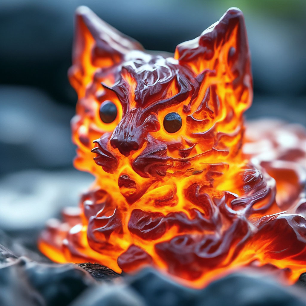 "@.M.I.R. thank you💕 a cat made of molten lava, close-up" — image ...