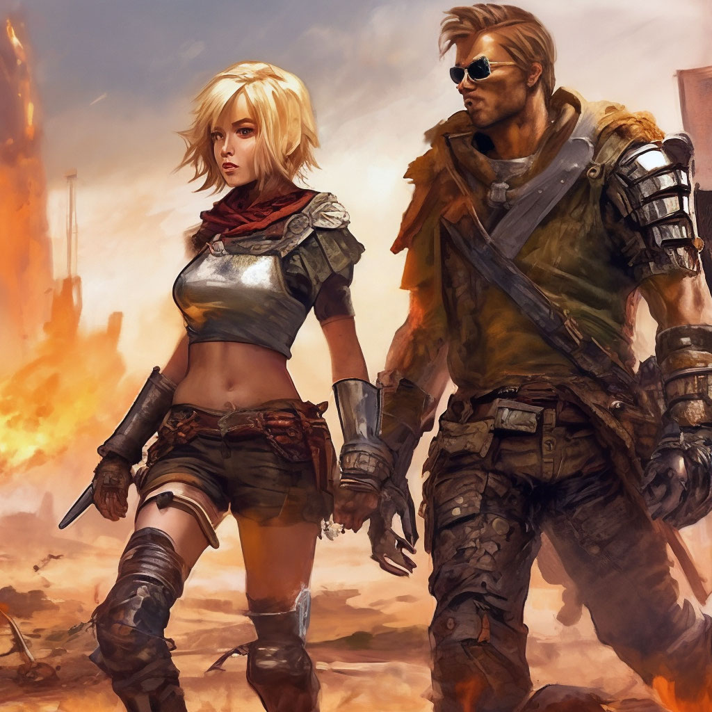 "A short raider girl with short blond hair combed to one side from the ...