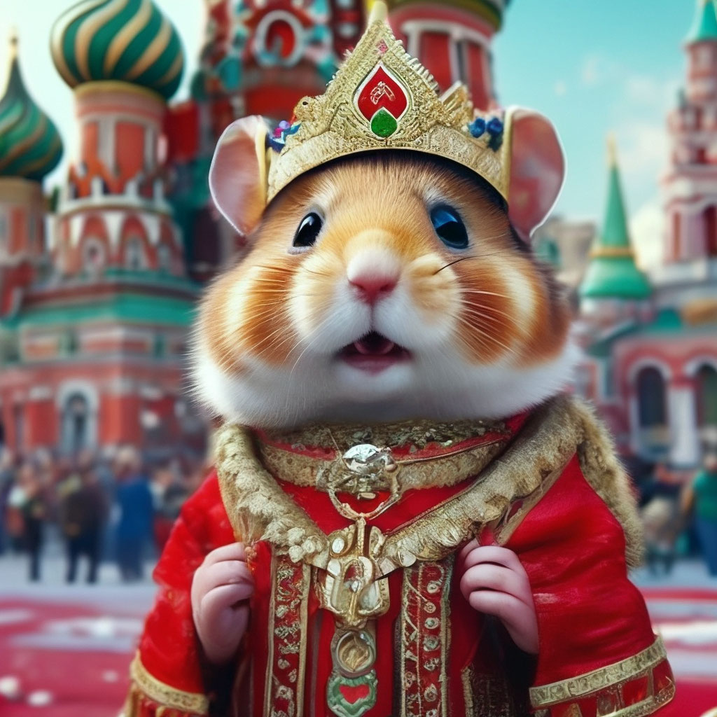 "Selfie, on red square,hamster princess,funny,hyperrealism ...