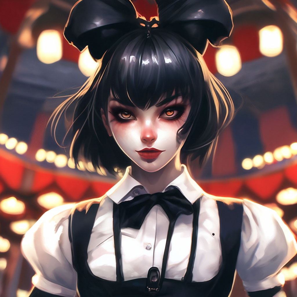 "Beautiful girl-mime, madness, short hair sticking out in different ...