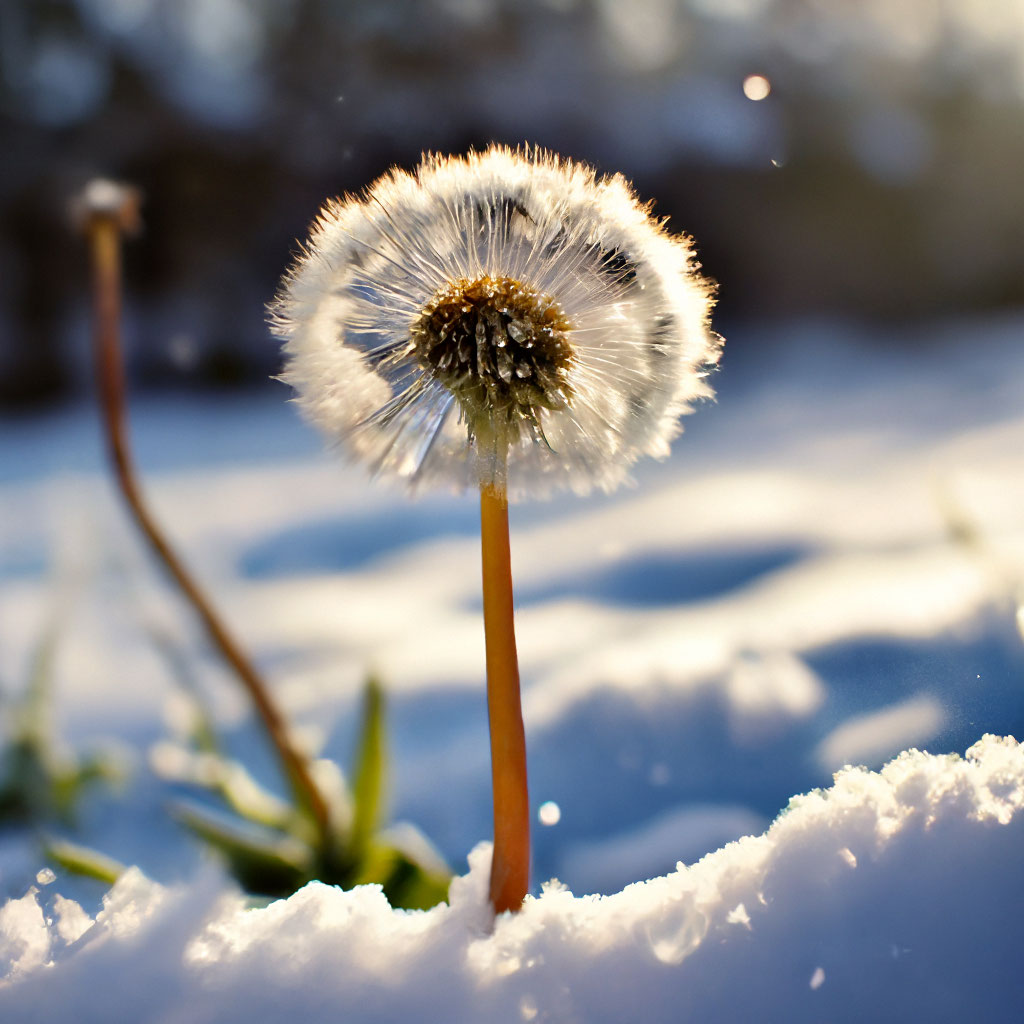 "Dandelion in the snow" — image created in Shedevrum