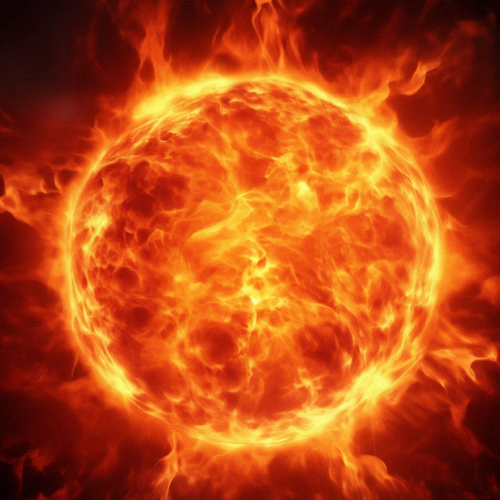 "Blazing fiery huge bright burning …" — image created in Shedevrum