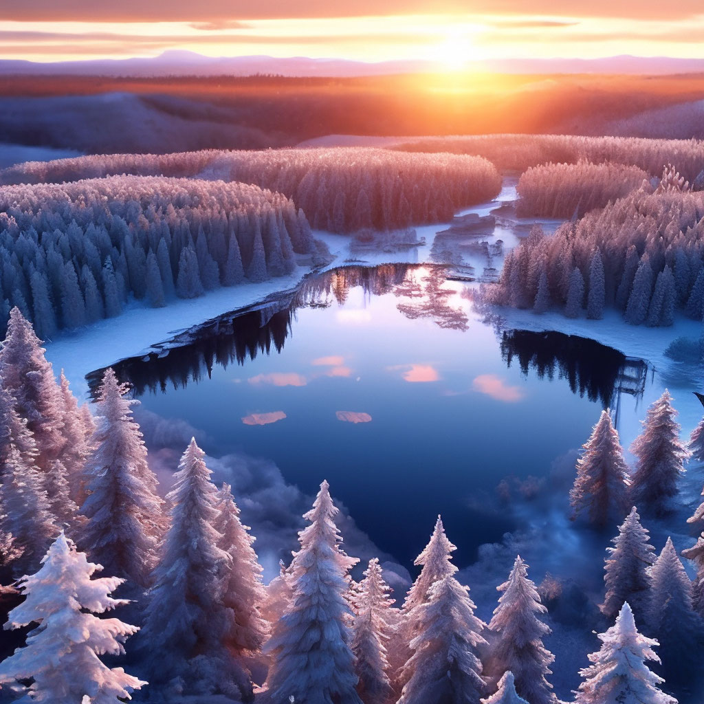 "Nature. Winter. Sunset. Frost. A …" — image created in Shedevrum