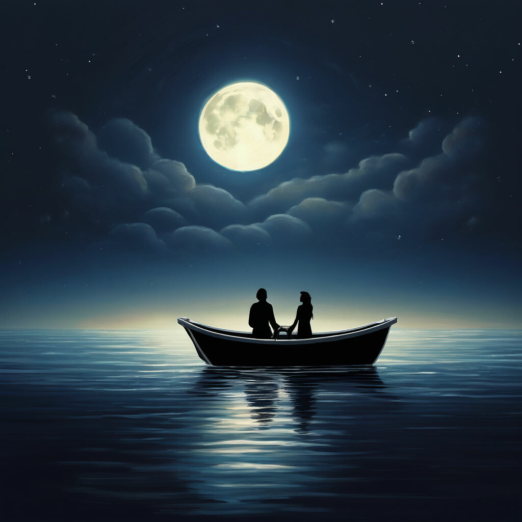 Two Lovers Sailing On A Boat At Night… — Image Created In Shedevrum