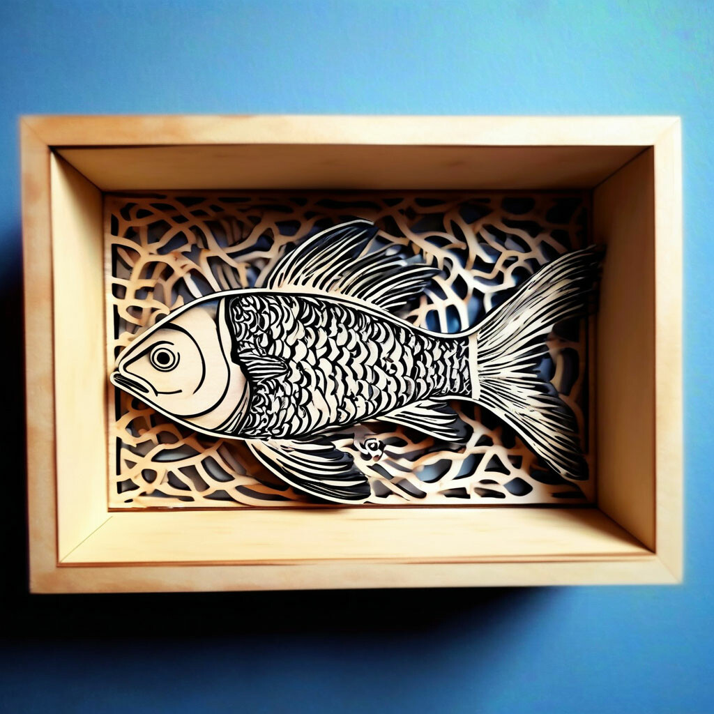 "Pen and black ink fish pattern for …" — image created in Shedevrum