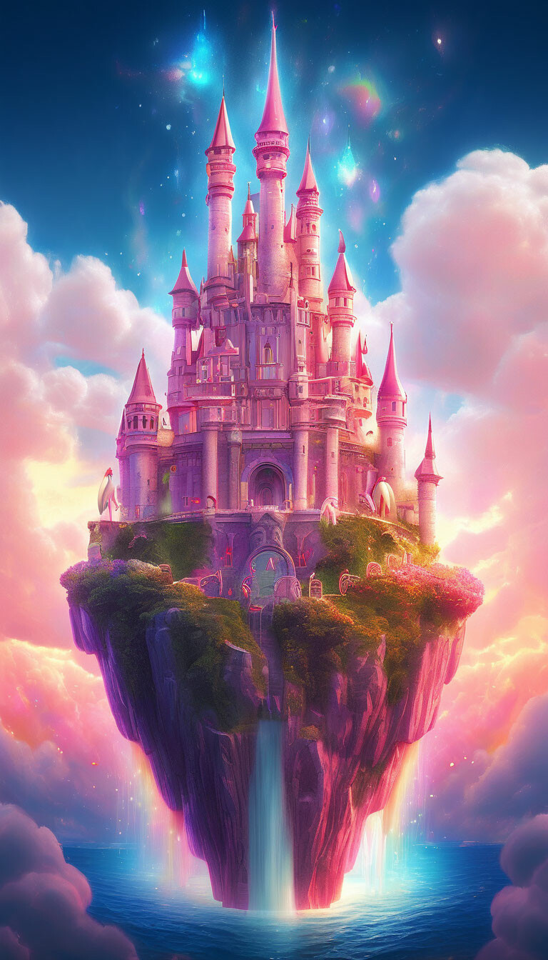 "Floating medieval castle … | Нейросе…" — image created in Shedevrum