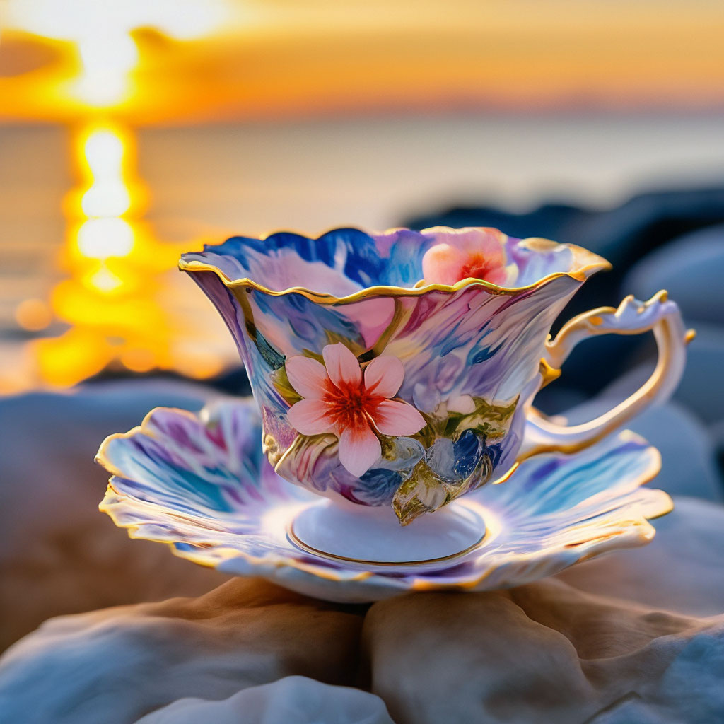 "Flower-shaped cup, finest porcelain, pastel colors, very exquisite ...
