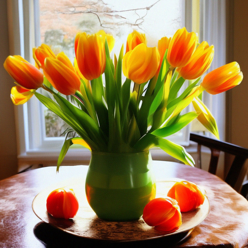 "Good morning!!! Happy first day of spring. 🌷🌷🌷" — image created in ...