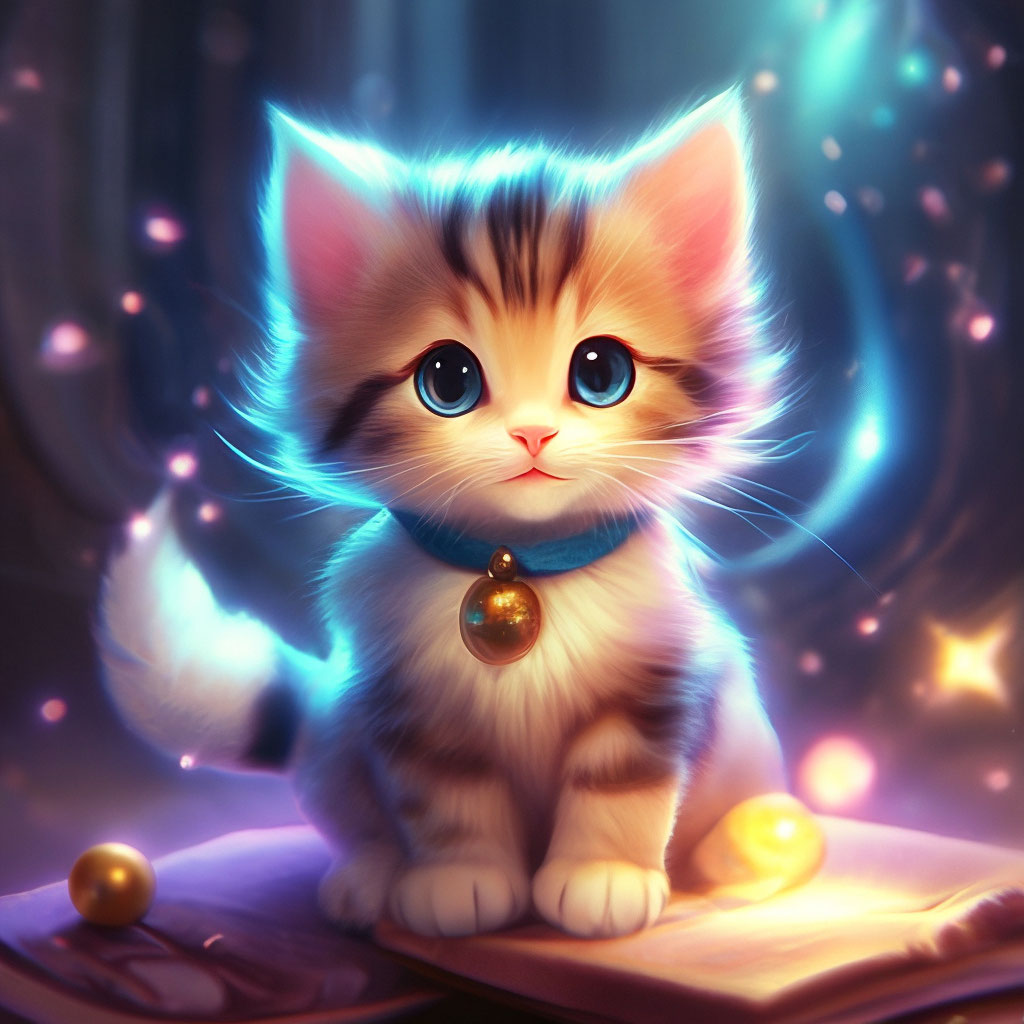 "A cute magical kitten" — image created in Shedevrum