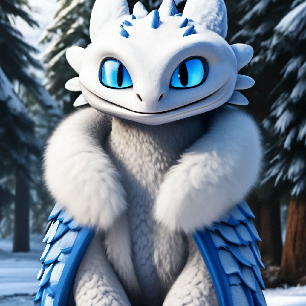 "White Daytime Fury from how to train a dragon, in a blue patterned fur ...
