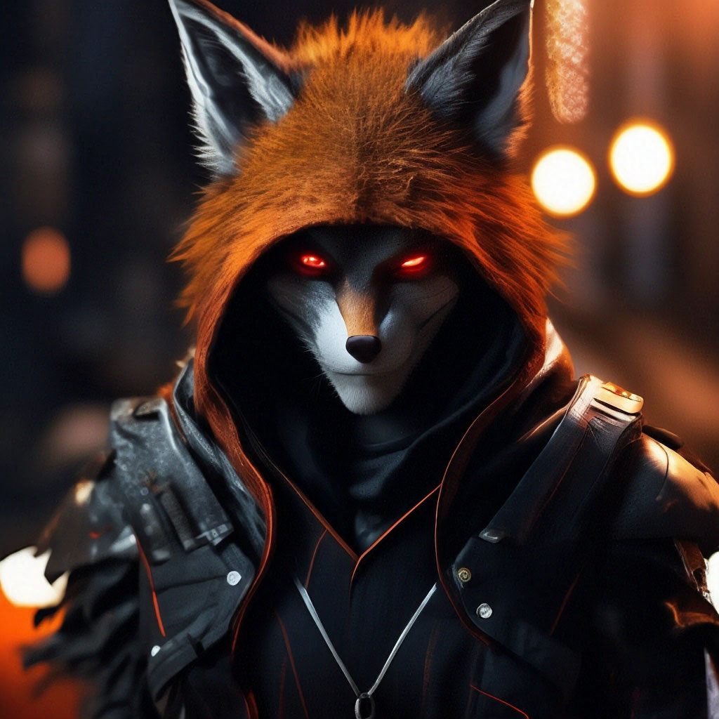 "Humanization of the rogue fox, lone stalker, realistic, professional ...