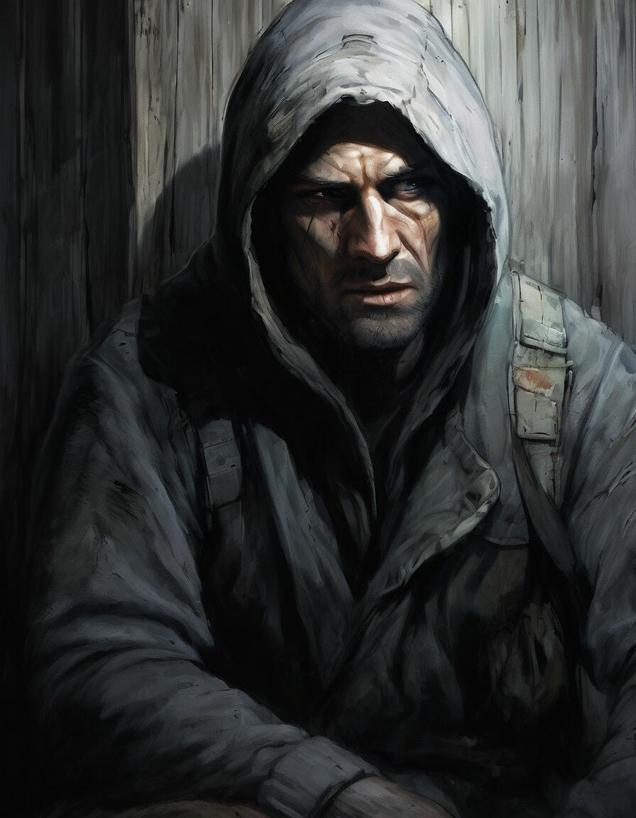 "I am S.T.A.L.K.E.R art,drawing,stalker shadow of Chernobyl,focus on ...