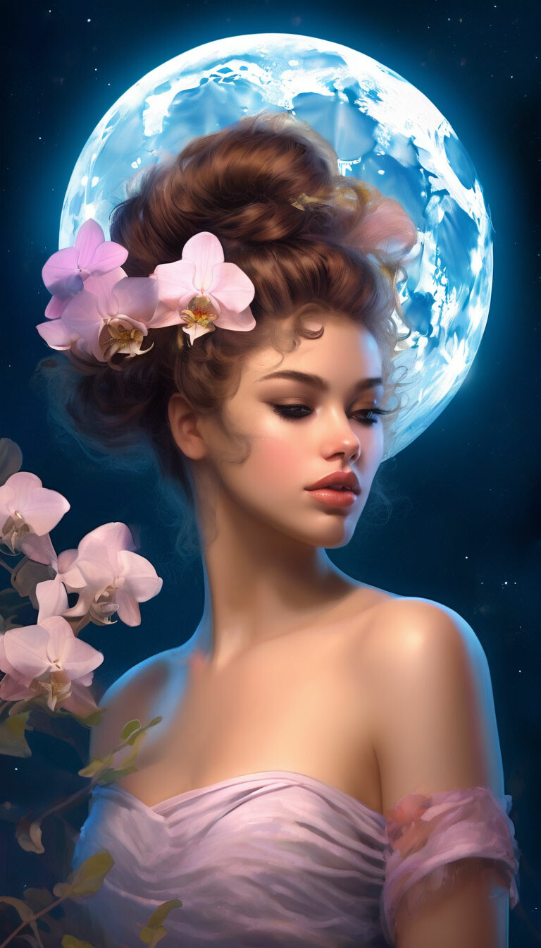 "A blue moon, wrapped around the edge …" — image created in Shedevrum