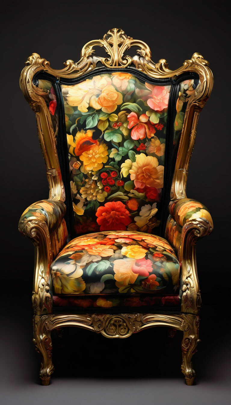 "Beautiful armchair in the style of …" — image created in Shedevrum