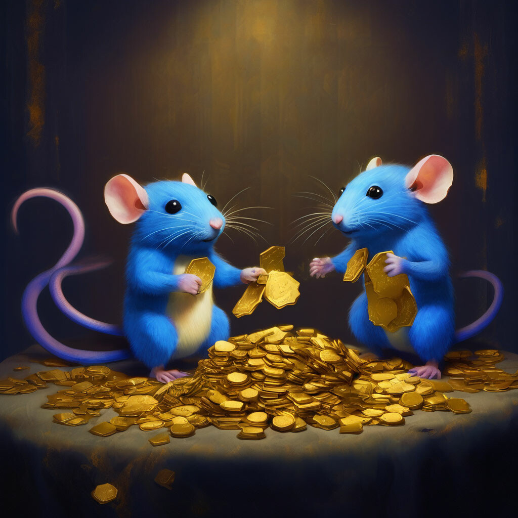 "Blue rats share the gold" — image created in Shedevrum
