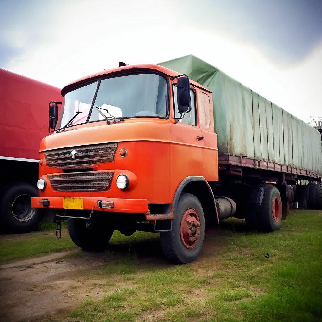 "Truck tractor KAZ-608V with trailer …" — image created in Shedevrum