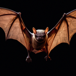 black background,beautiful bat , translucent outline of luminous lines ...