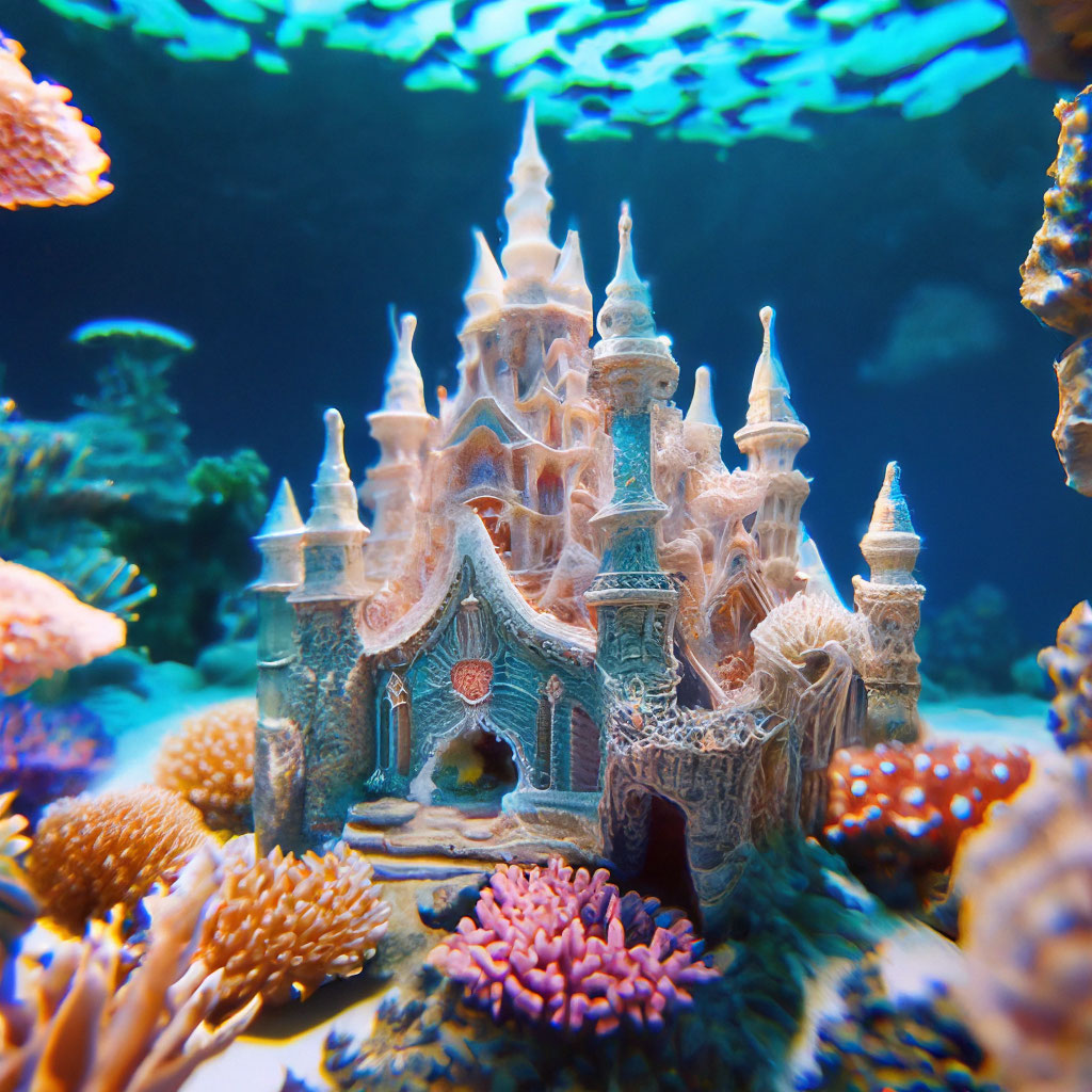 "The world of castles🏰 underwater castle made of coral and mother of ...