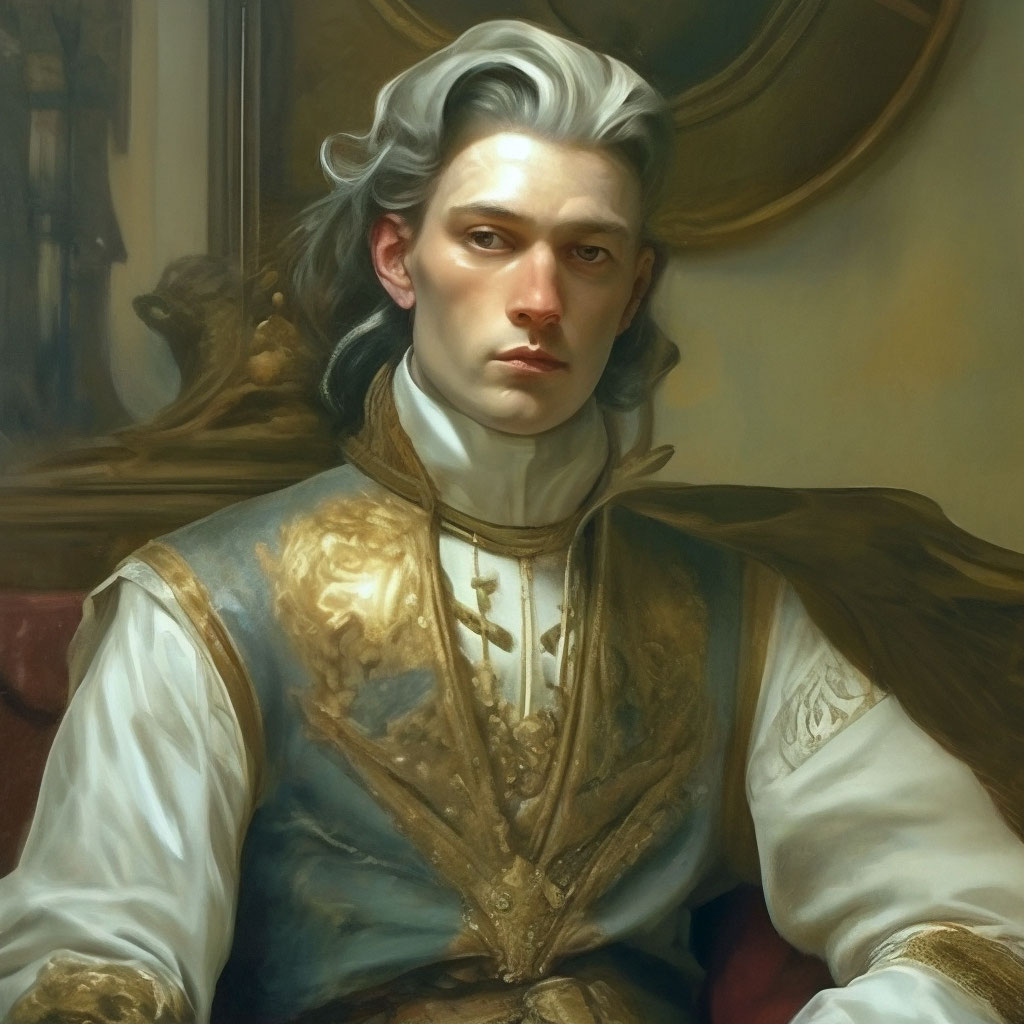 "Portrait of an English lord, pallor, languid look, realistic, antique ...