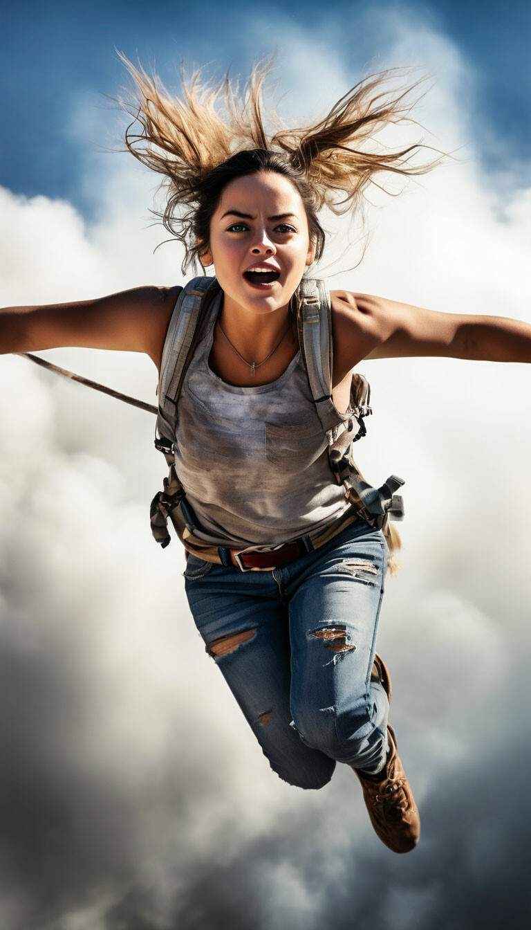 "Desktop wallpapers, Jenna Ortega+Margot Robbie hybrid, flying with an ...