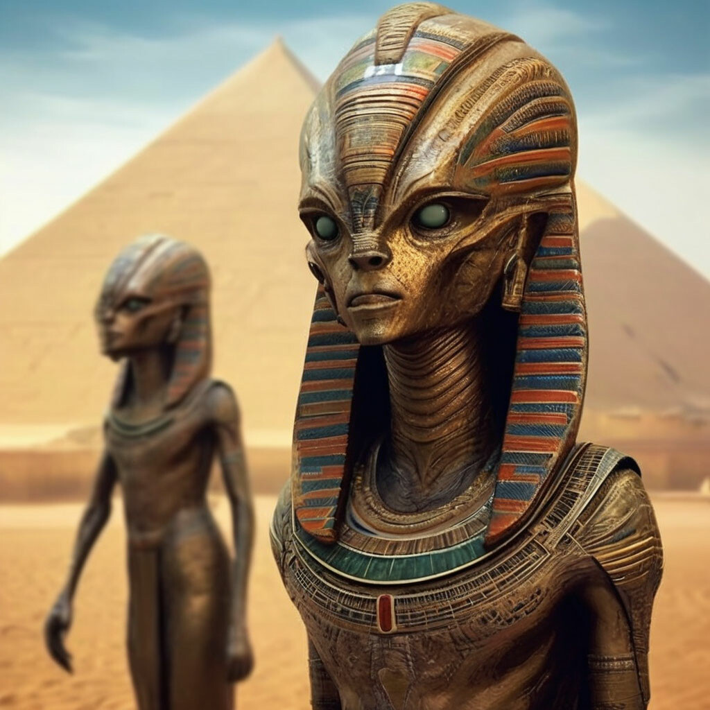 "The alien race of the Egyptians" — image created in Shedevrum