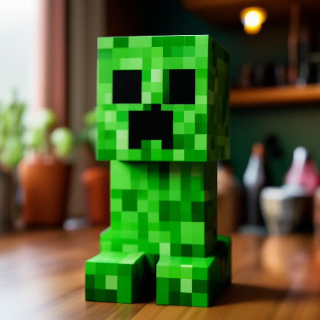 "A creeper from Minecraft" — image created in Shedevrum