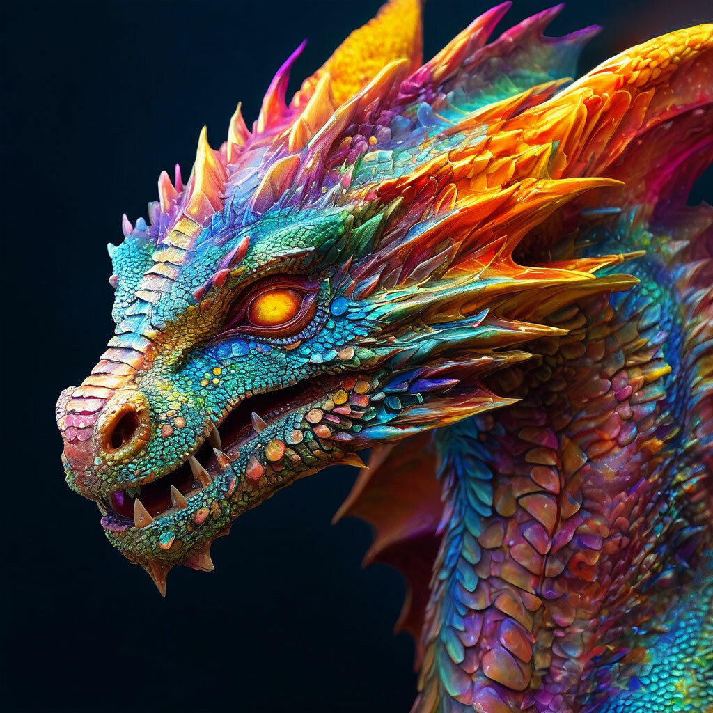 "An intergalactic dragon with wings, detailed, beautiful eyes ...